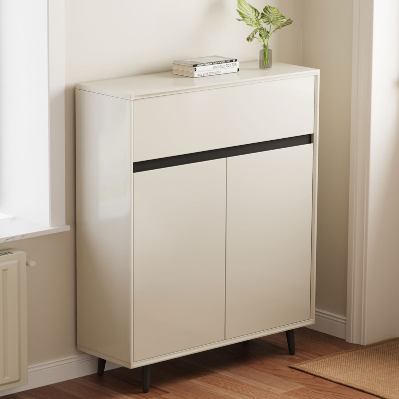 George Oliver Vannara 31.69 In Adjustable Shelf Storage Cabinet In Off-white | Wayfair